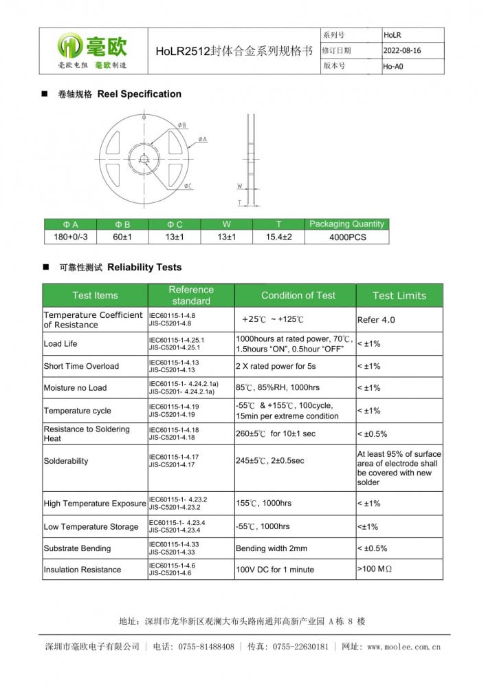 HoLR2512 specification page 4