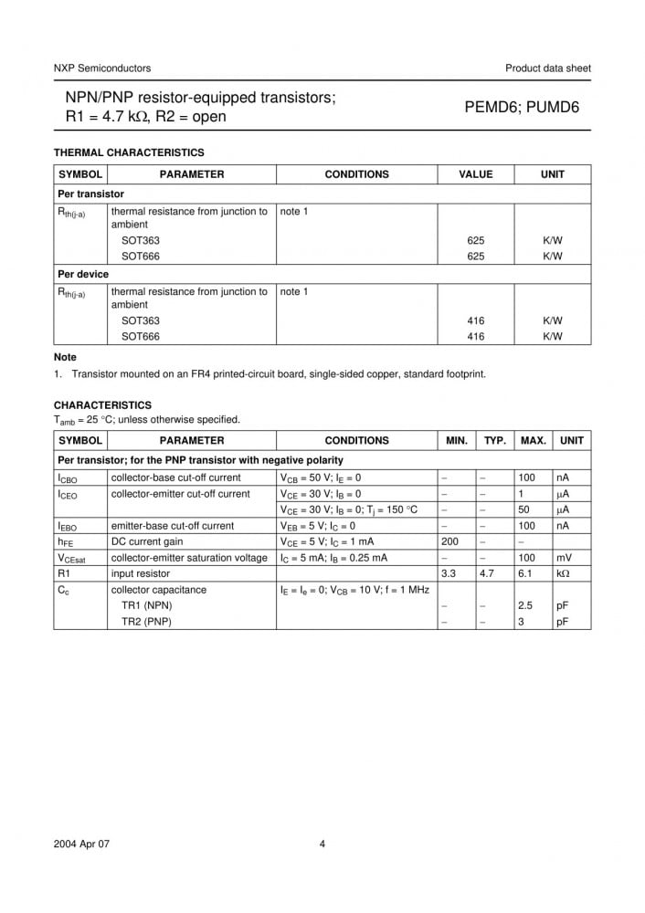 PEMD6 data sheet page 5