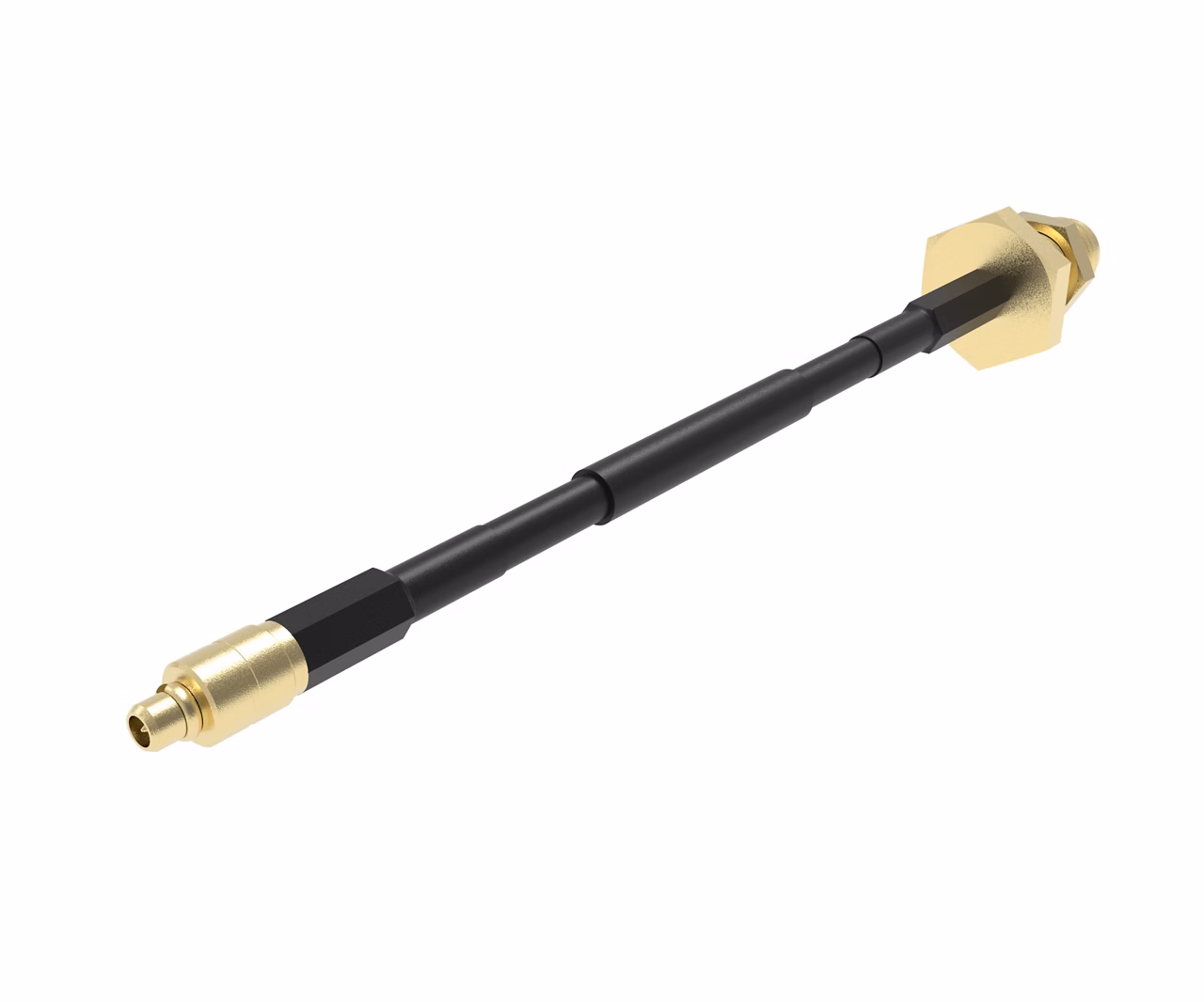 MMCX PoC Right-Angle Plug to MMCX PoC Right-Angle Plug on RG-178 Cable, 80.00mm Length, 50 Ohms