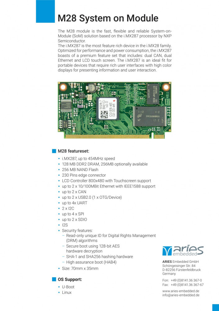M28 product documentation page 1