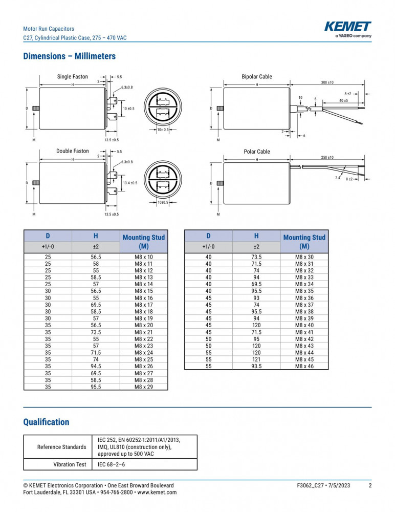 KEMET C27 datasheet page 2