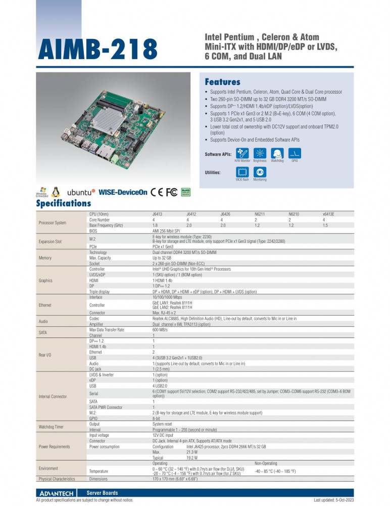 AIMB-218 technical document page 1