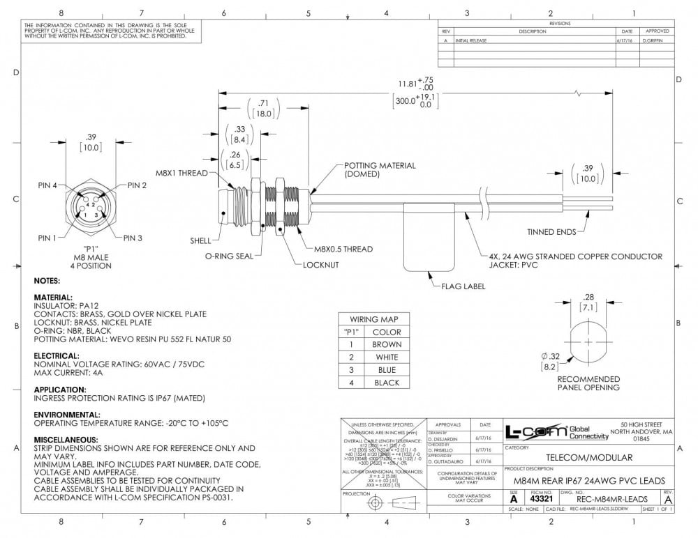REC-M84MR-LEADS technical drawing