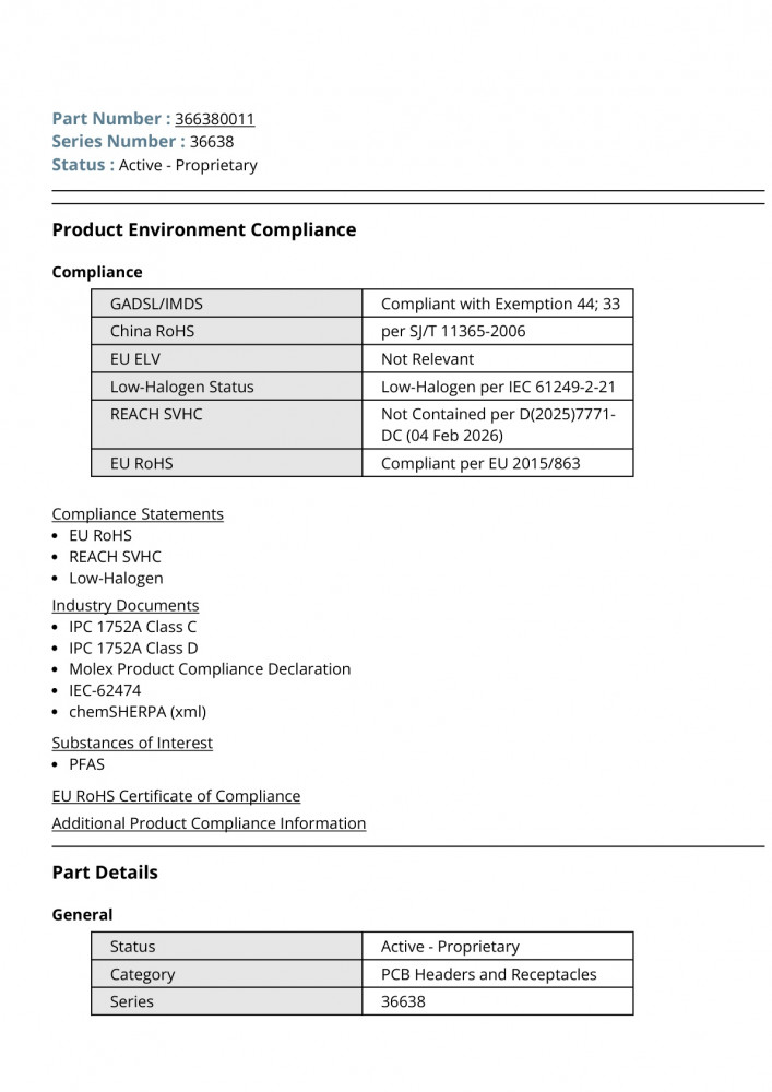 MOLEX 366380011 technical document image 1