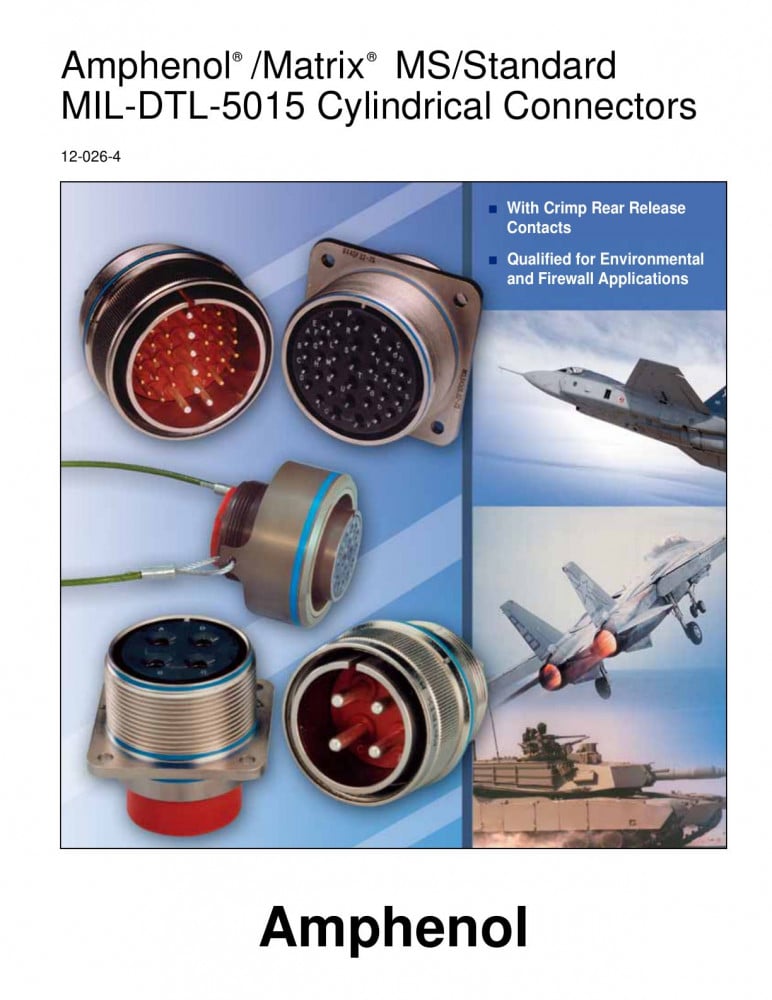 Amphenol MIL-DTL-5015 catalog page 1