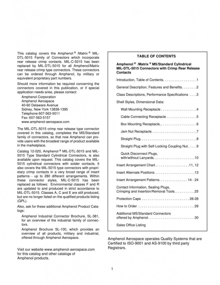 Amphenol MIL-DTL-5015 catalog page 2