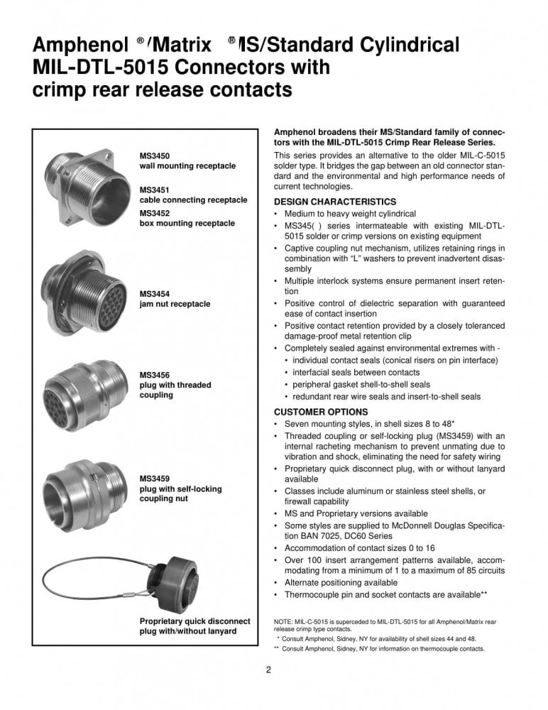 Amphenol MIL-DTL-5015 catalog page 3