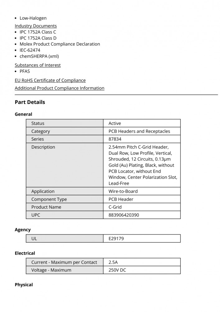 MOLEX 878341219 technical document preview, page 2