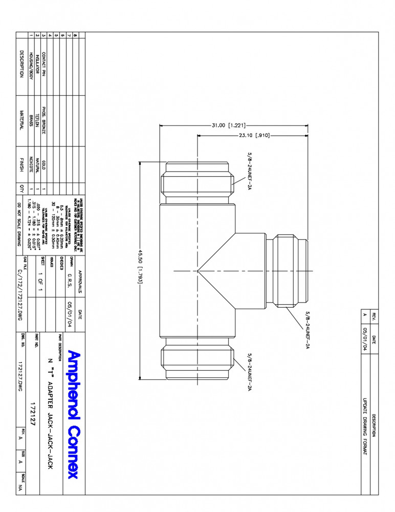 Amphenol 172127 technical drawing