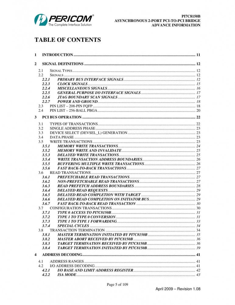 PI7C8150B datasheet page 5