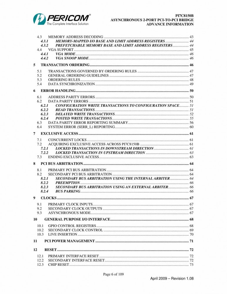 PI7C8150B datasheet page 6
