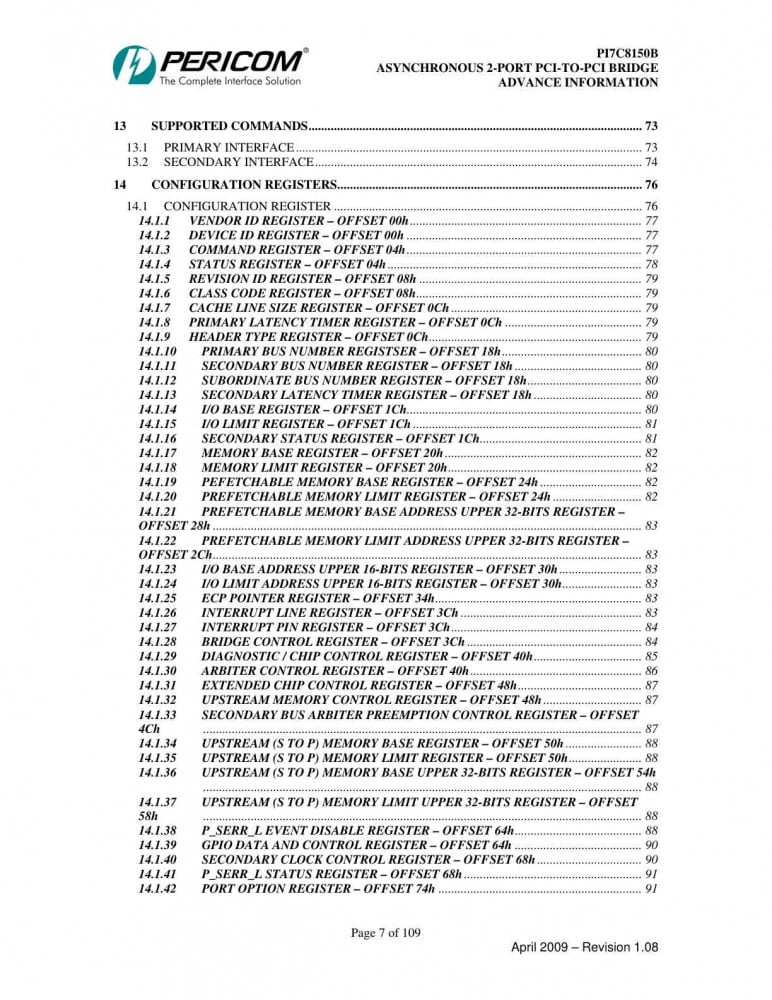 PI7C8150B datasheet page 7