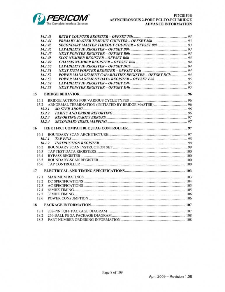 PI7C8150B datasheet page 8