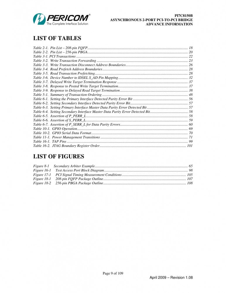 PI7C8150B datasheet page 9