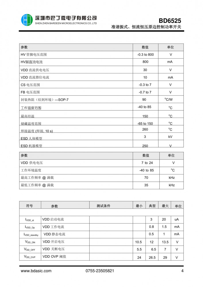 BD6525 datasheet page 4