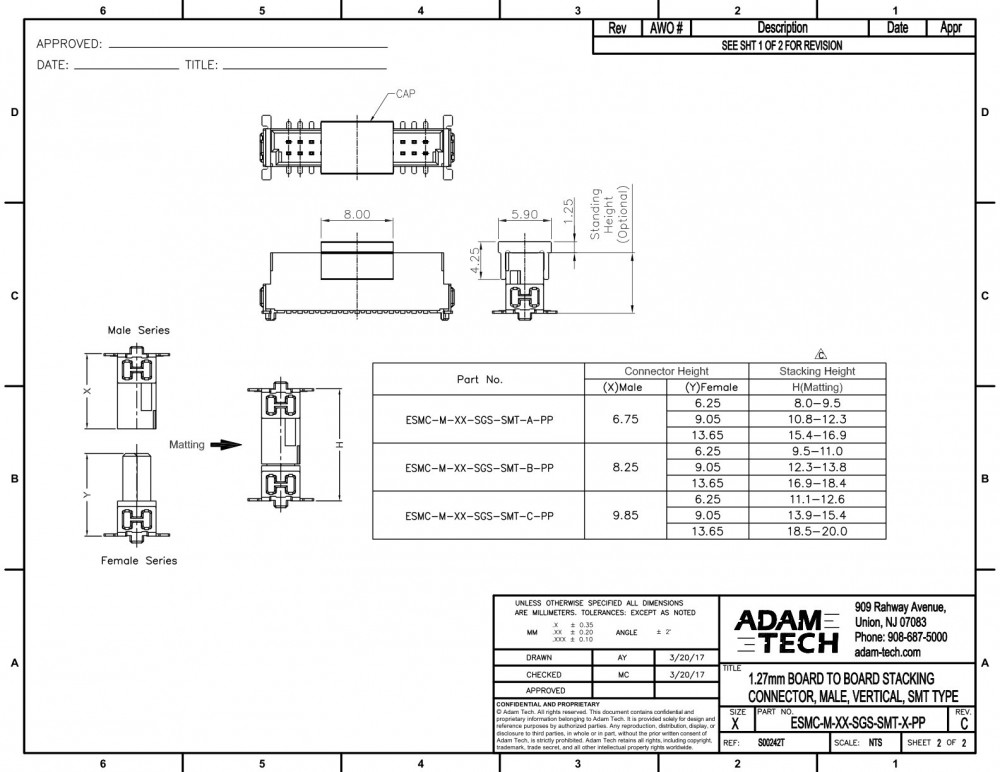 ADAM TECH ESMC connector technical drawing, page 2