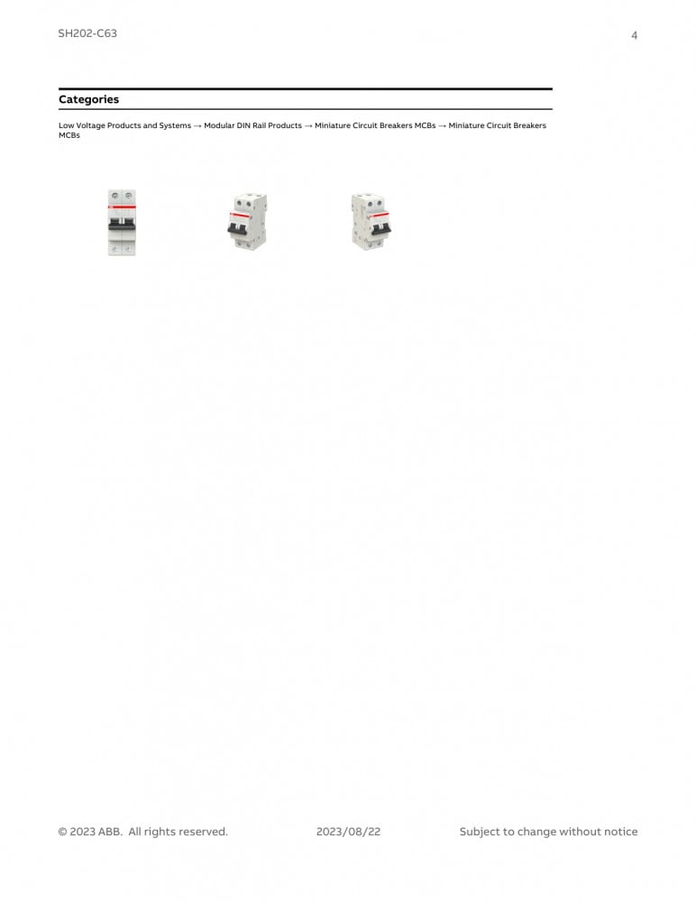 ABB SH202-C63 technical document page 4