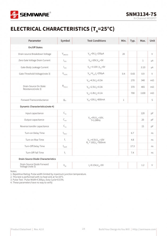 SNM3134-7S datasheet page 2