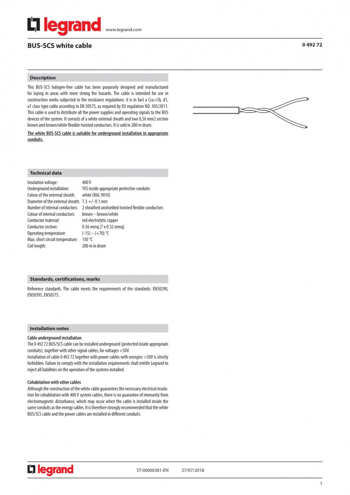 Legrand 049272 BUS/SCS cable product document image