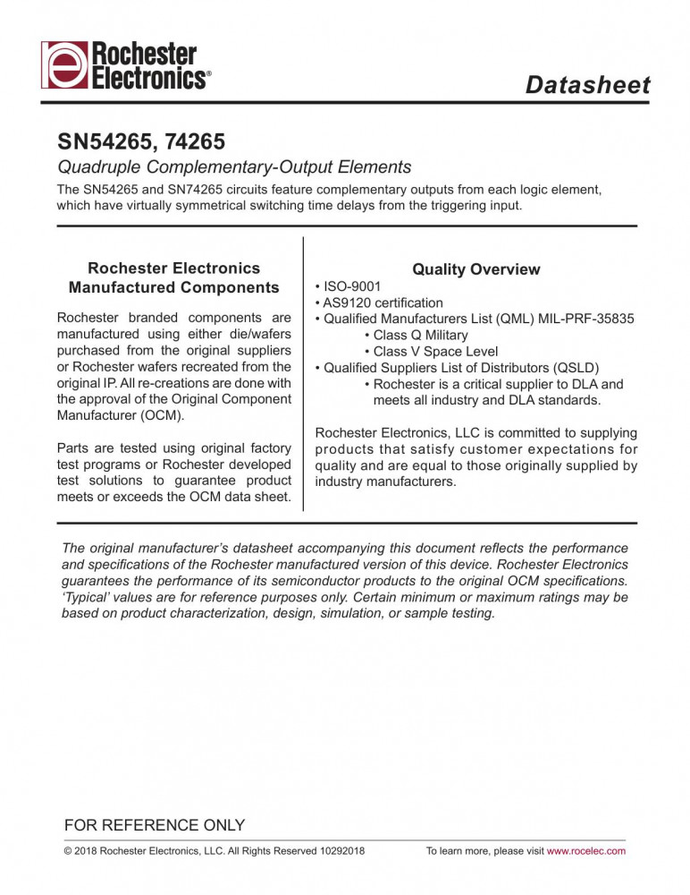 SN54265J/B datasheet page 1