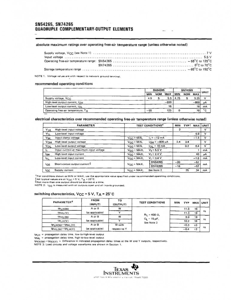 SN54265J/B datasheet page 3