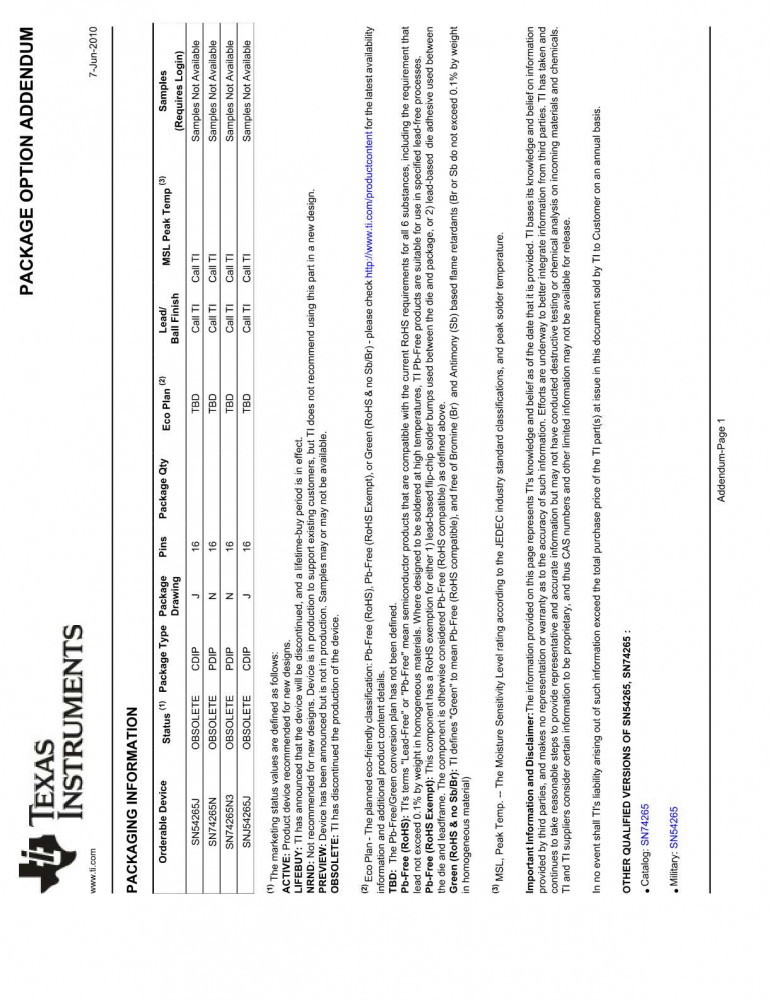 SN54265J/B datasheet page 7