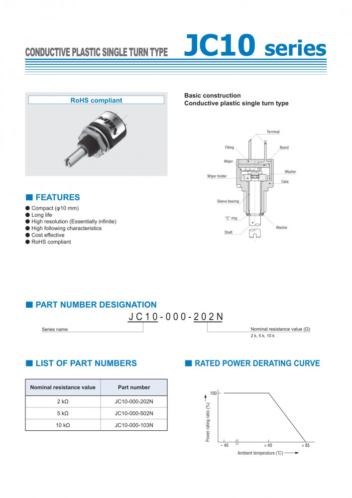 JC10 series product datasheet page 1