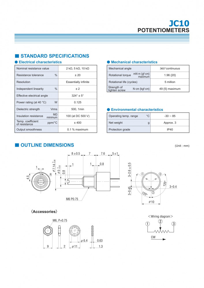 JC10 series product datasheet page 2