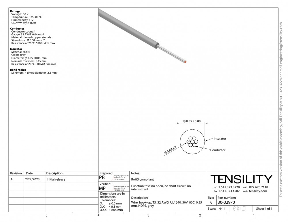 Tensility International 30-02970 product drawing
