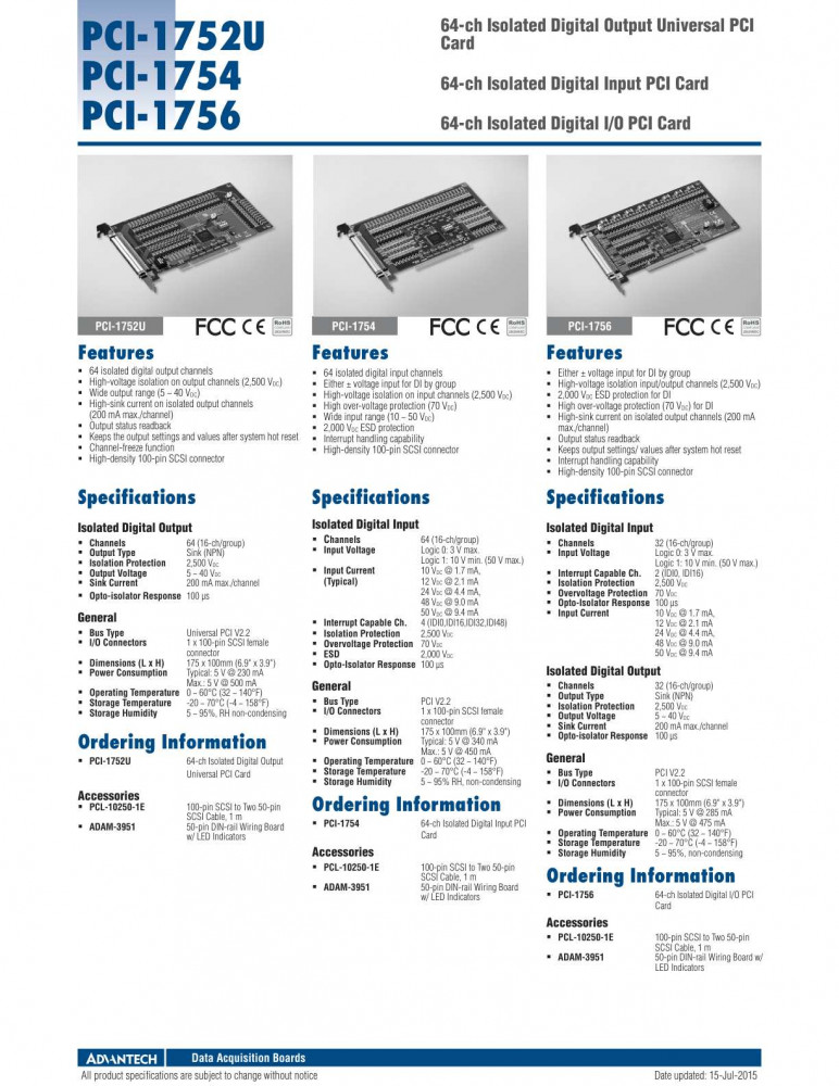 PCI-1754 product documentation page