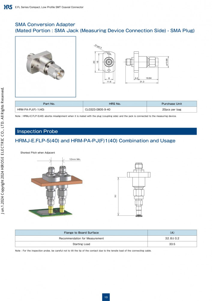 HRS E.FL series datasheet page 10
