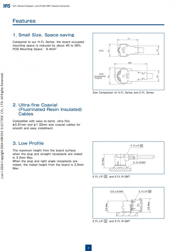 HRS E.FL series datasheet page 2