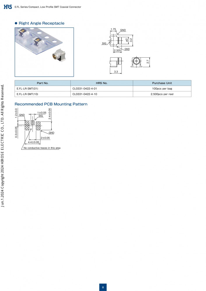 HRS E.FL series datasheet page 8