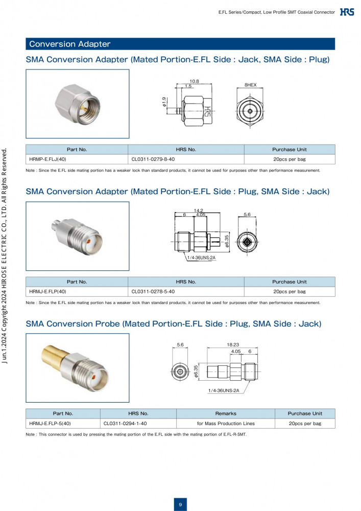 HRS E.FL series datasheet page 9