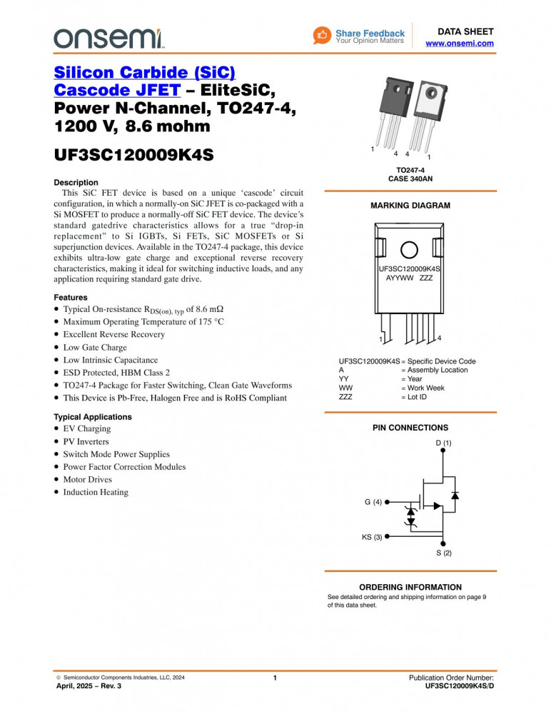 UF3SC120009K4S datasheet page 1