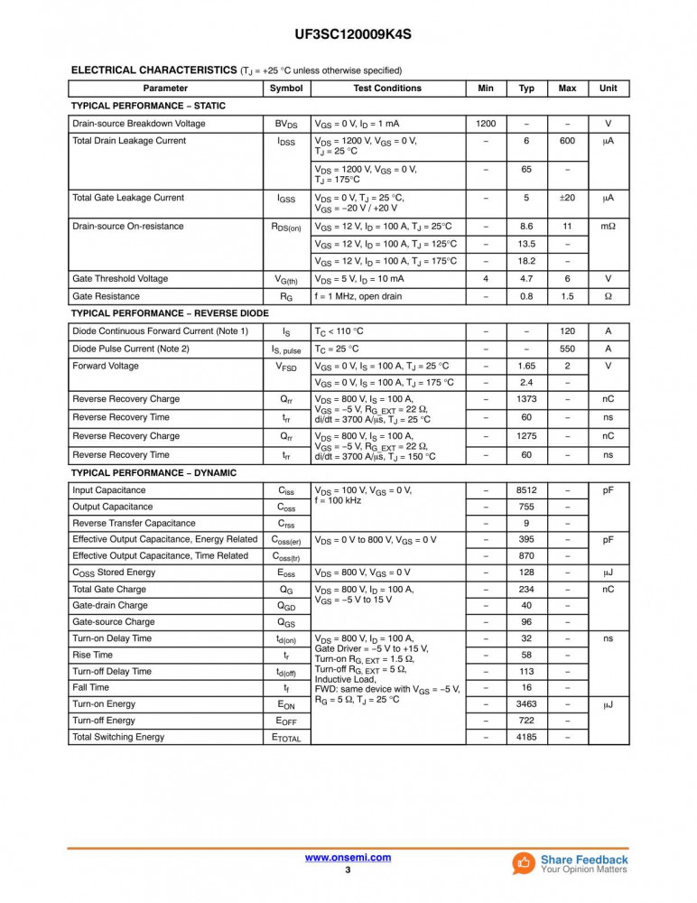 UF3SC120009K4S datasheet page 3