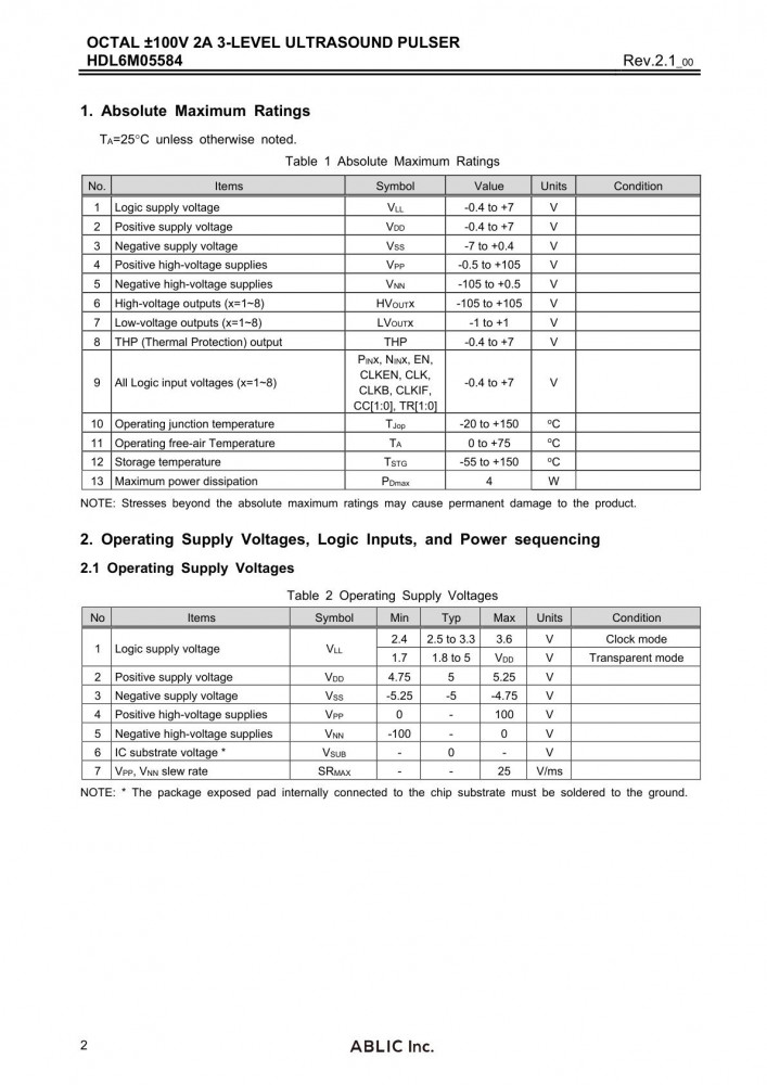 HDL6M05584 technical document page 2