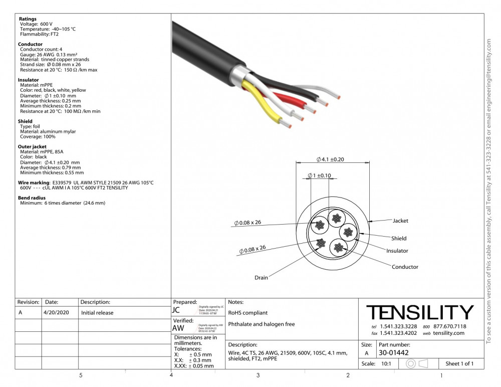 Tensility International 30-01442 cable drawing preview