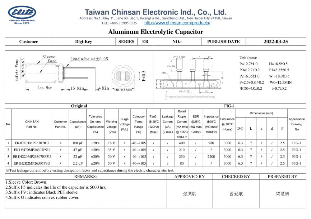 Chinsan ER series datasheet page 2