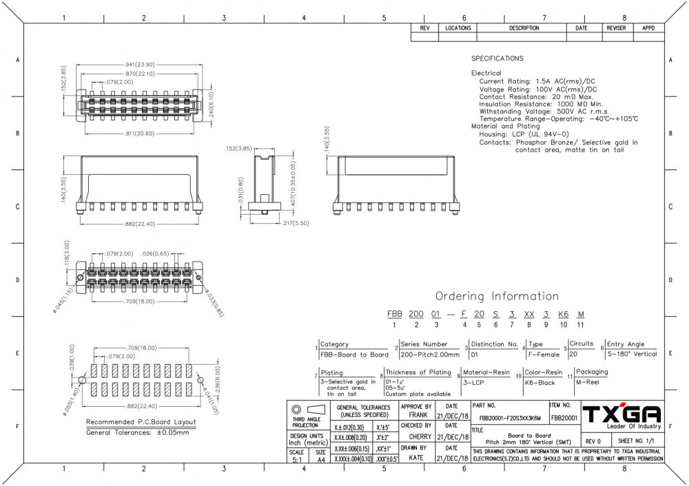 TXGA FBB20001-F20S3013K6M technical document preview