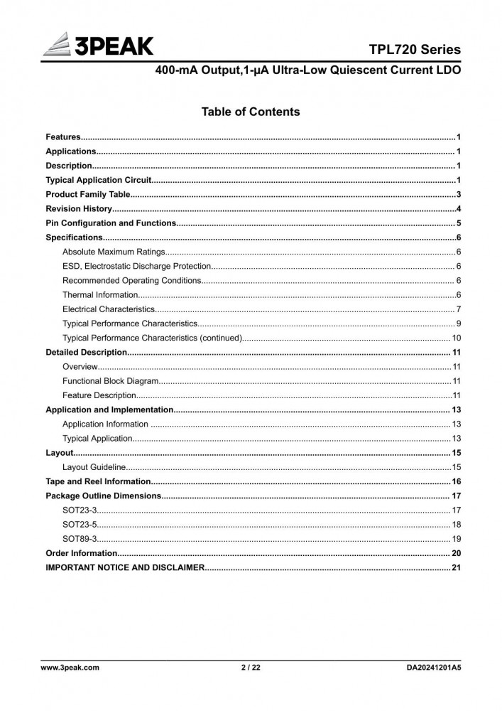 TPL720 datasheet page 2