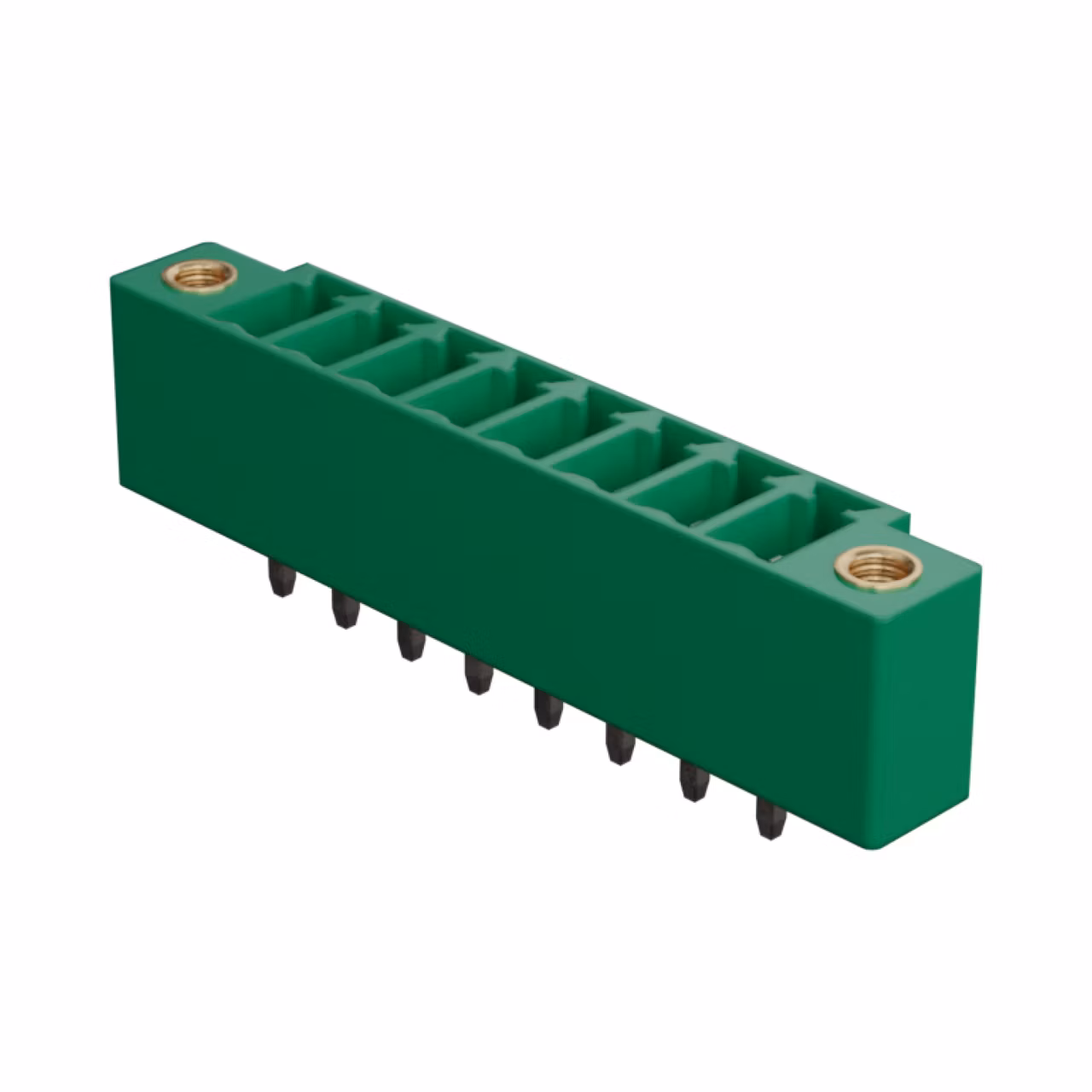 3.81mm Pitch Eurostyle Vertical PCB Header, with Threaded Retention Inserts, Green Housing, 8 Circuits for sale
