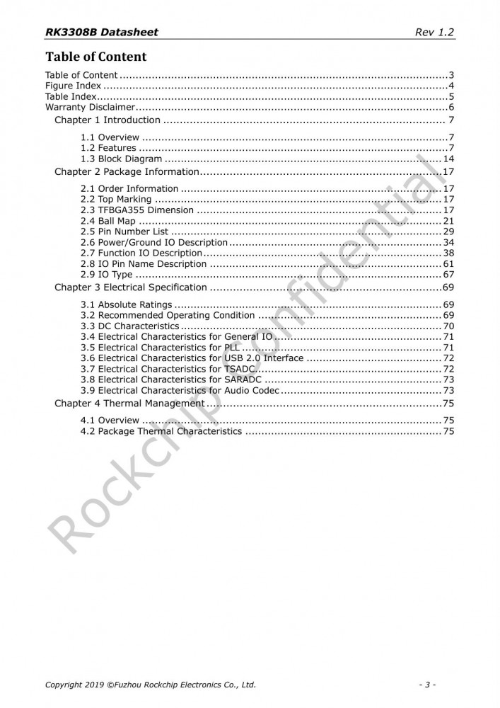 RK3308B datasheet page 3