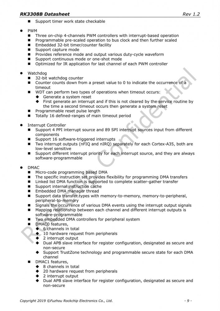 RK3308B datasheet page 9