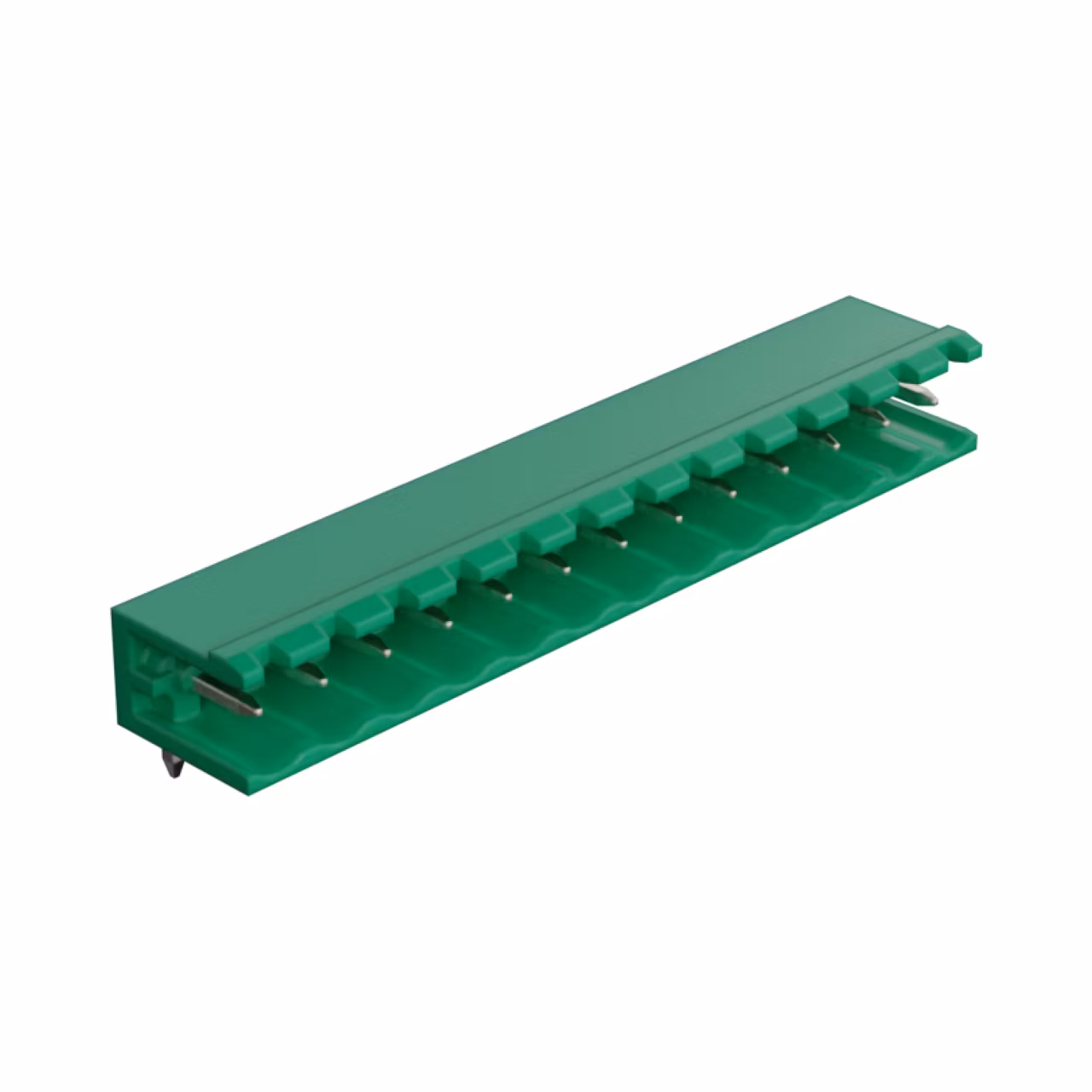 5.08mm Pitch Eurostyle Right-Angle PCB Header, Open Ends, Green Housing, 13 Circuits for sale