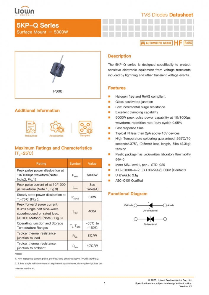 Liown 5KP-Q datasheet page 1