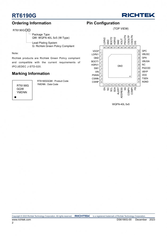 RT6190G datasheet page 2