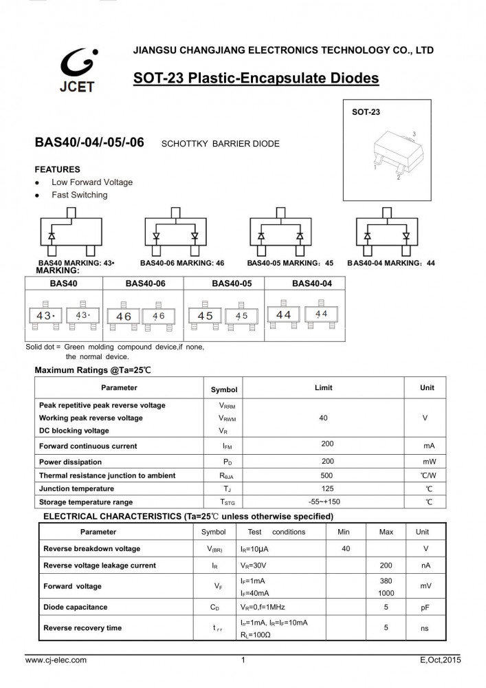 BAS40-04 datasheet page 1