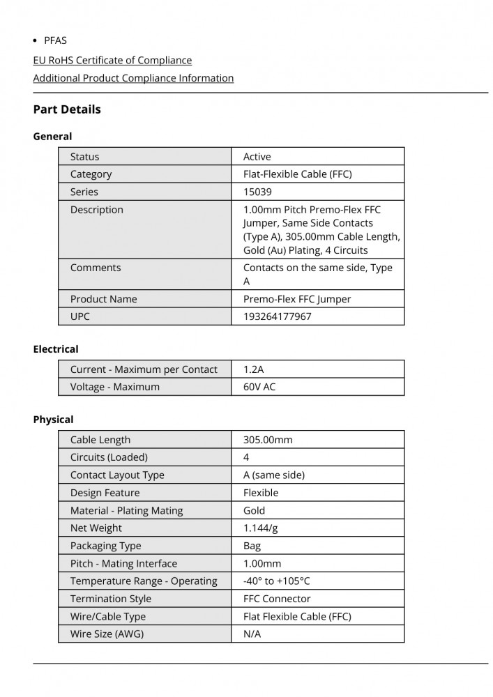 MOLEX FFC family specification page 2