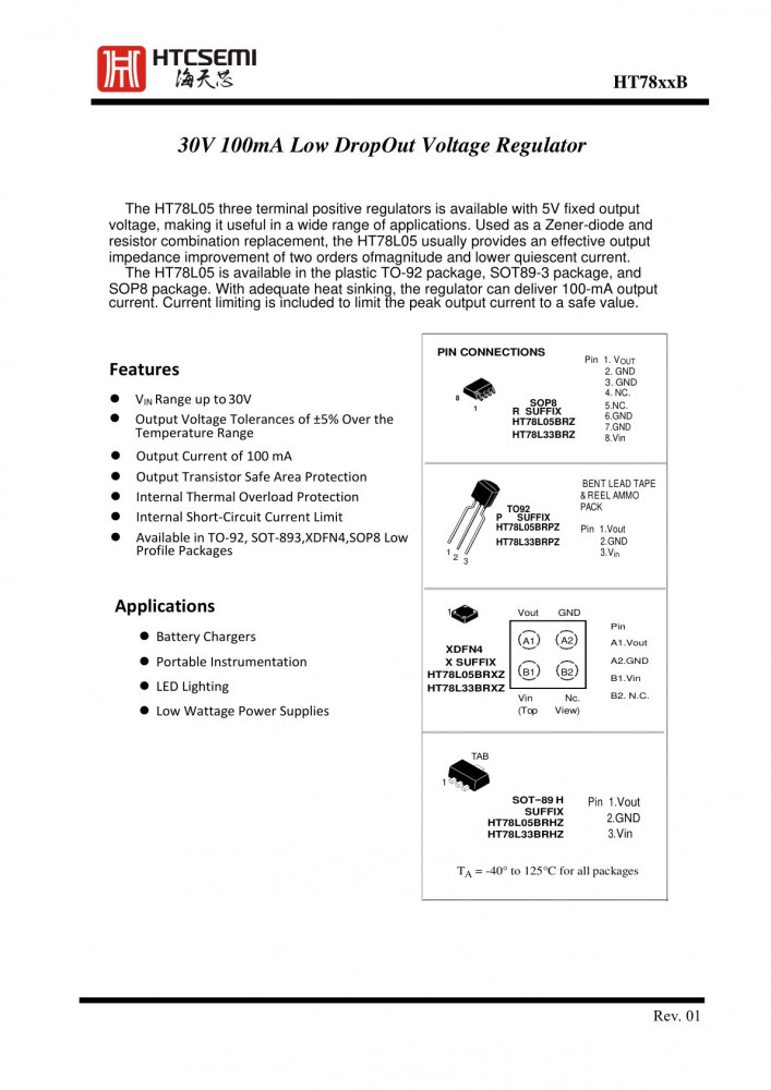 HT78L05BRZ datasheet page 1